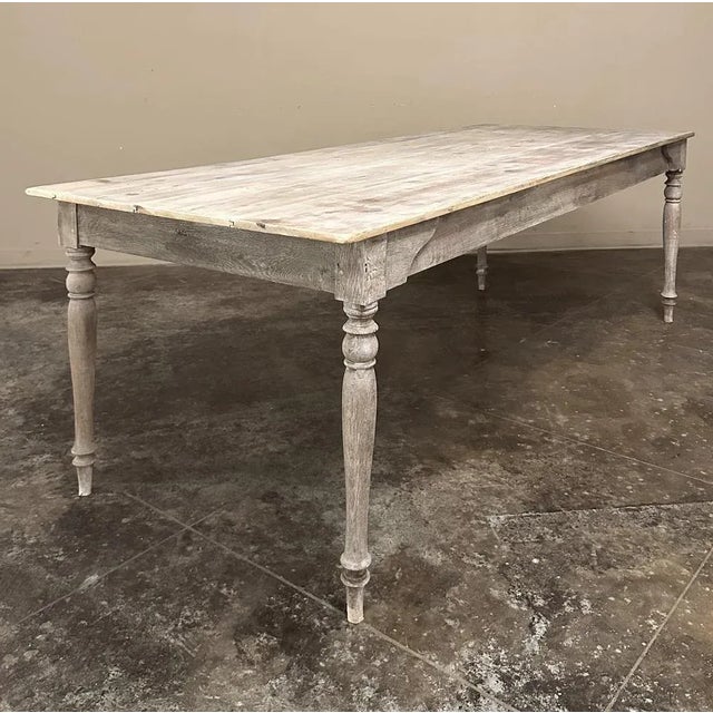 Antique Rustic Country French Whitewashed Dining Table | Chairish