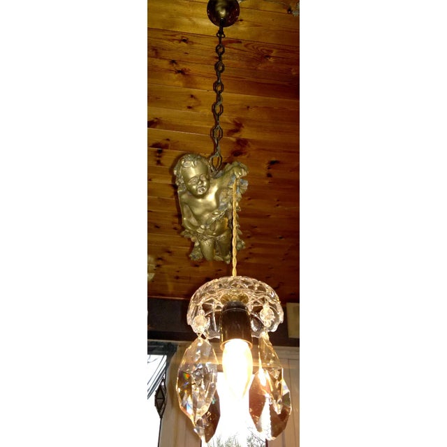 19thc Antique French Rococo Flying Bronze Cherub Ceiling Pendent/ Flush ...