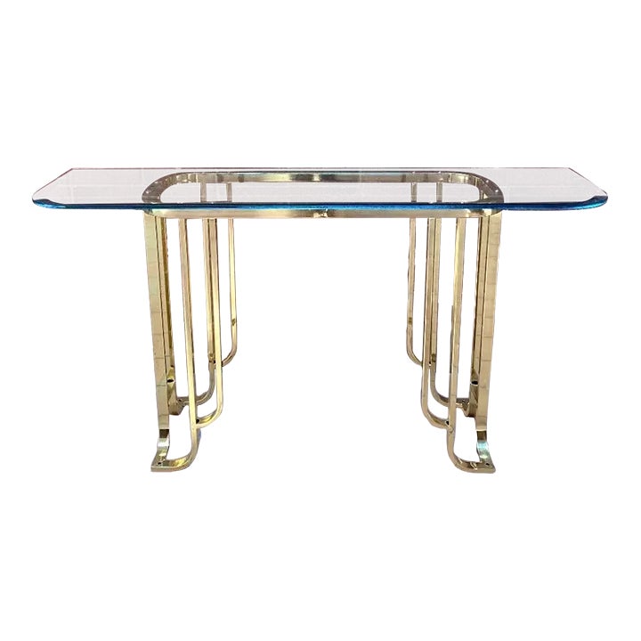 Vintage Art Deco 1980s Brass Console Table | Chairish