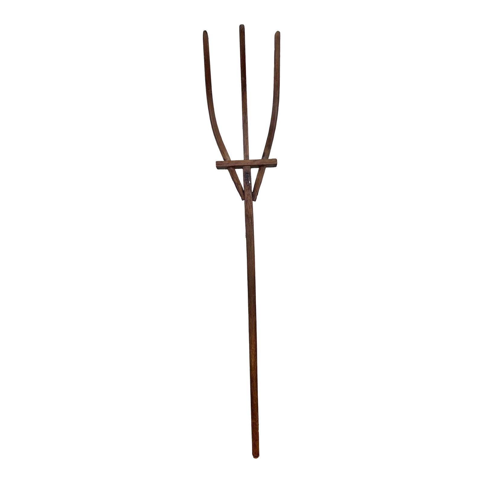 Large 19th Century Farmhouse Wooden Pitch Fork | Chairish