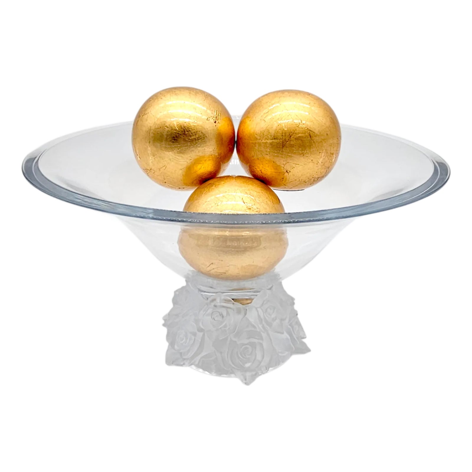 Set of 3 Hand Blown Gold Leaf Glass Orbs With Clear Centers ...