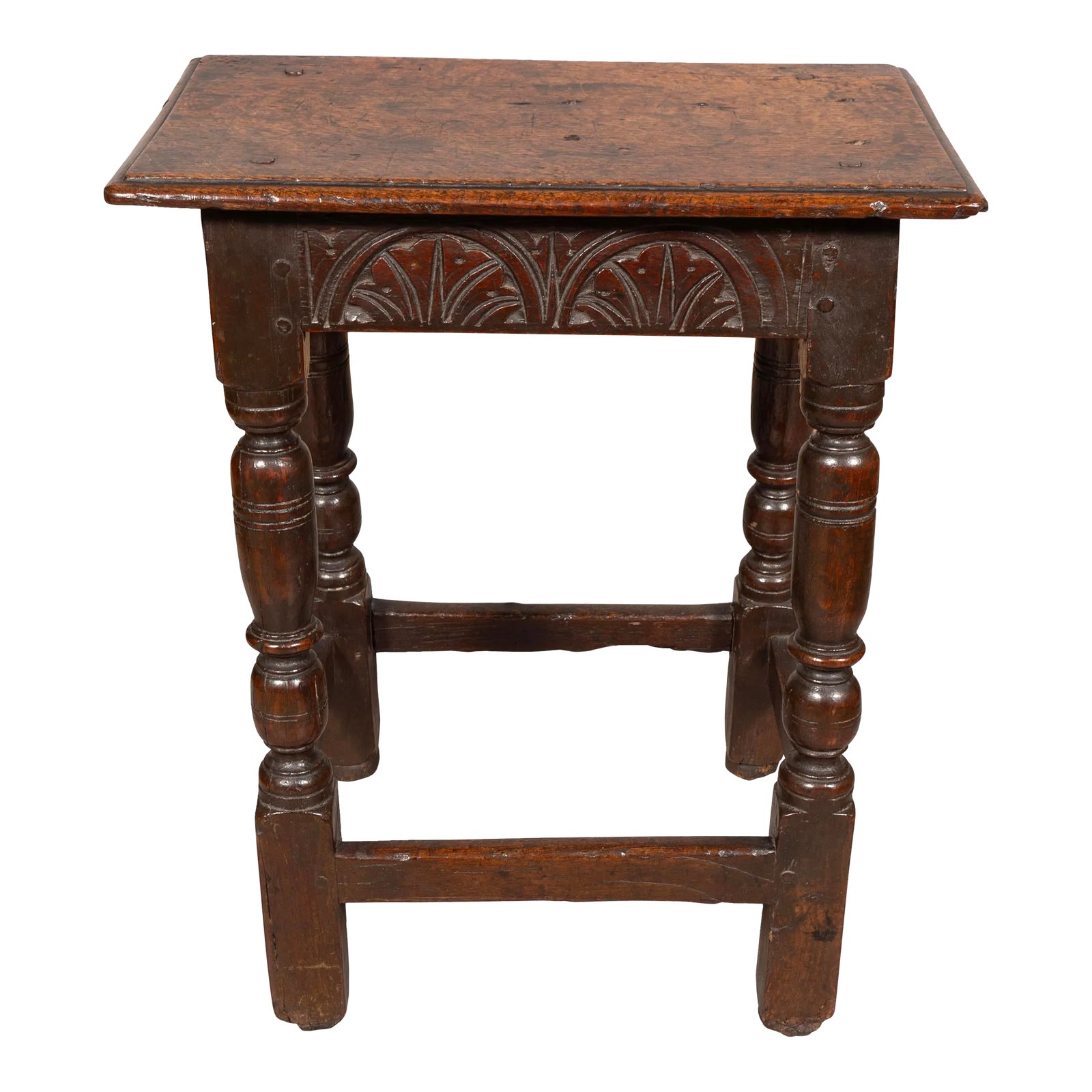 Jacobean Oak Joint Stool | Chairish