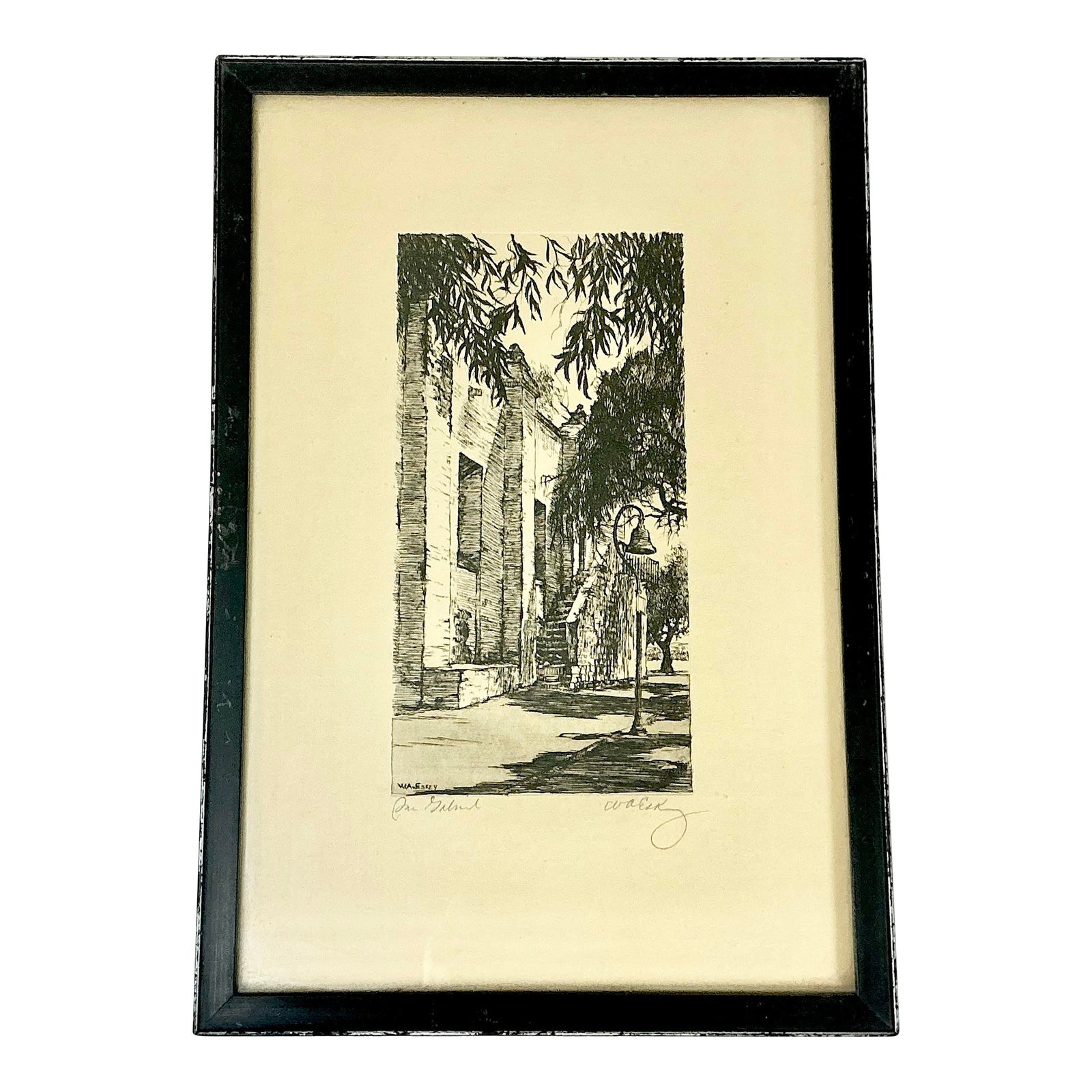 Antique Copper Plate Etching Plate Ink Block Lithograph, San Gabriel ...
