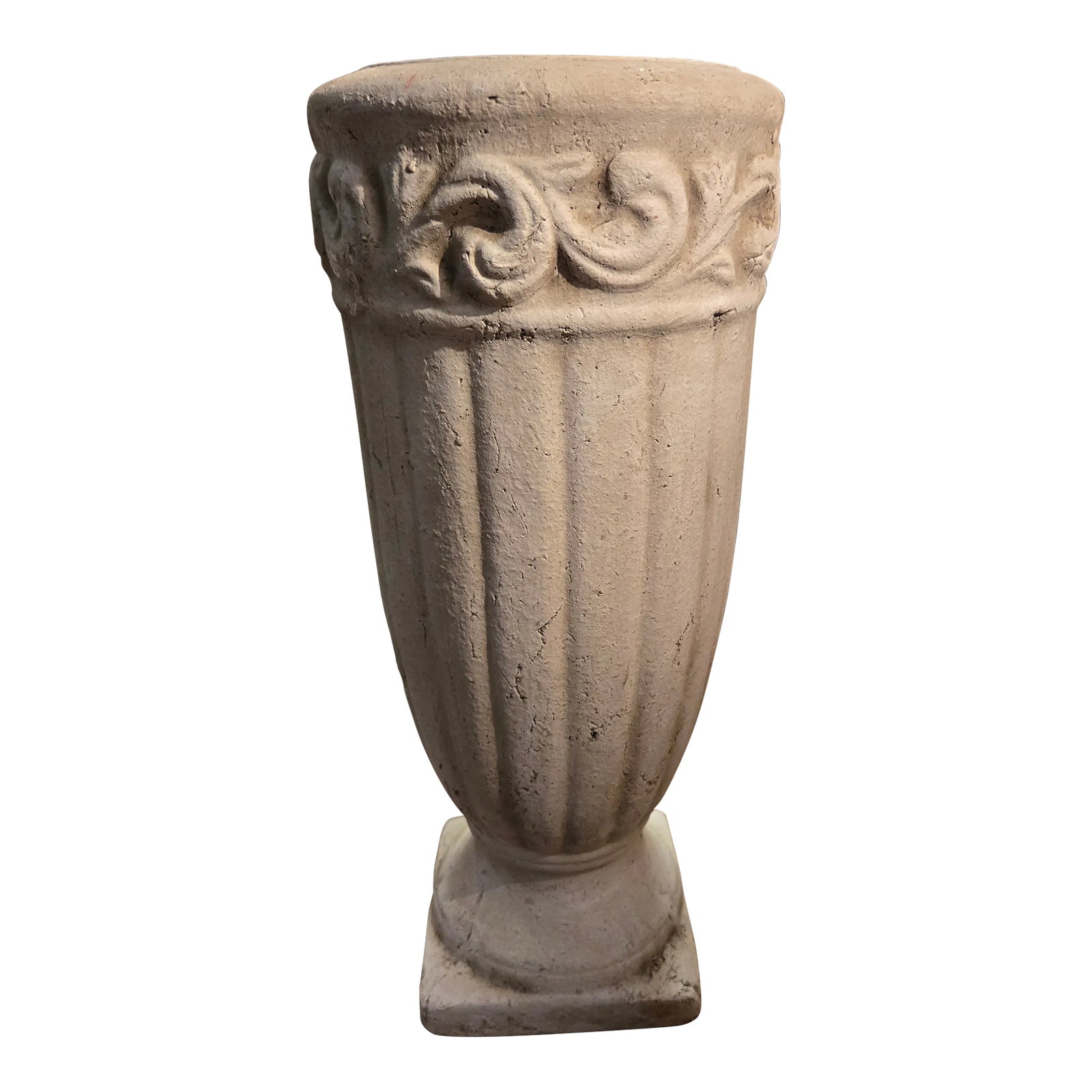 Large Heavy Pottery Vase With Weathered Finish. | Chairish