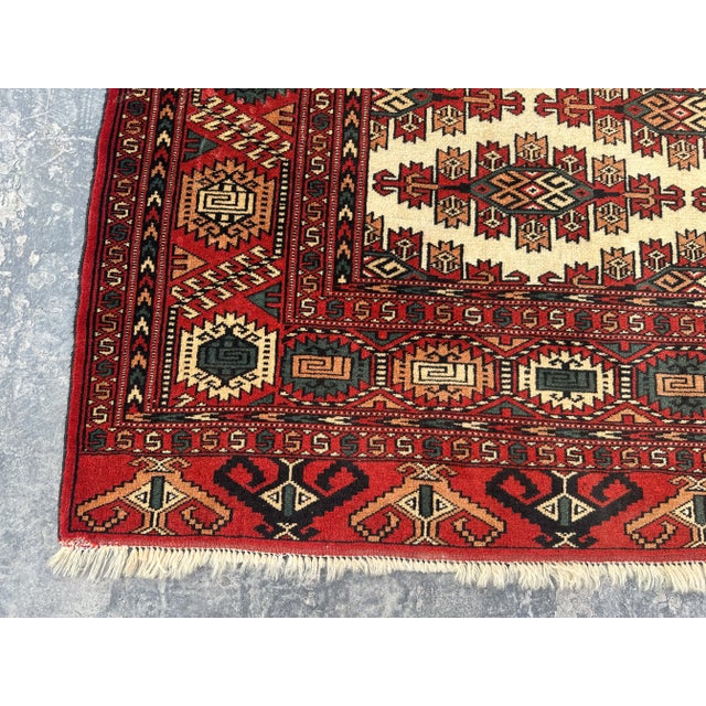 1950s Turkmen Yamut Style Pattern Hand Knotted Rug | Chairish