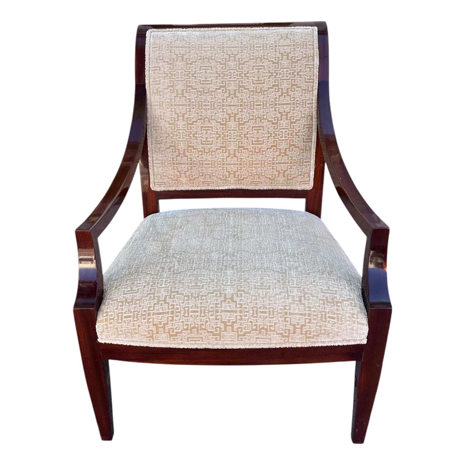 J. Robert Scott Mahogany & Cut Velvet Art Deco Lounge Chair | Chairish