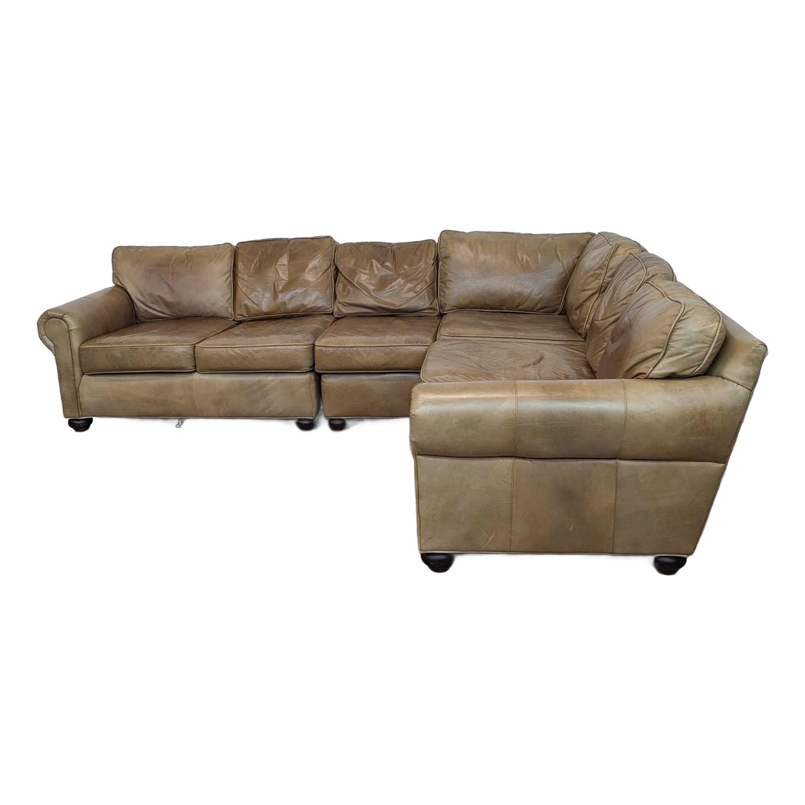 Spacious Traditional Leather Sectional Sofa by Restoration Hardware ...