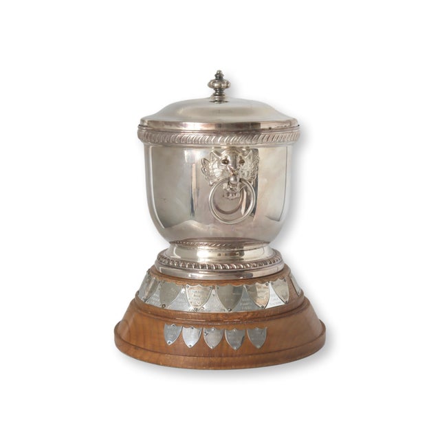 Mid 20th Century English Silver-Plate Trophy Ice Bucket on Wood Base ...
