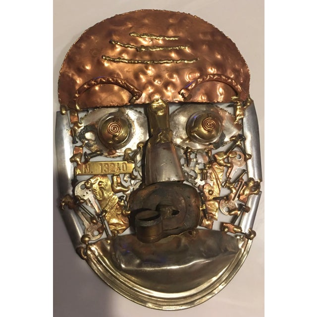 Vintage Brutalist Mixed Metals Mask | Chairish