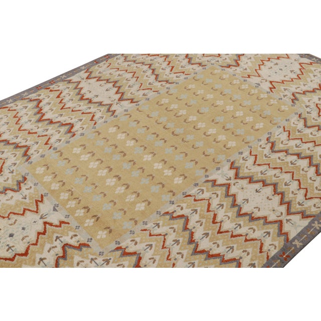 Rug & Kilim’s Tribal Style Rug in Gold, Gray & Red Patterns | Chairish