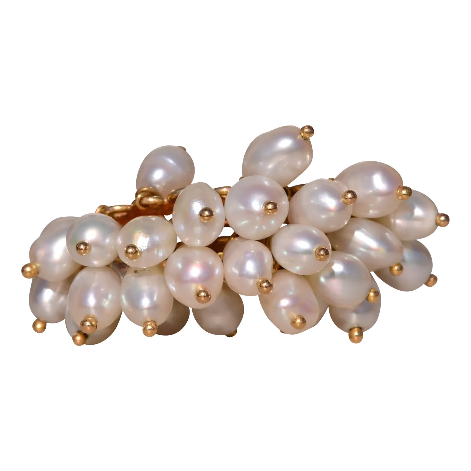 The Nukarni: Dangling Pearl ring in Yellow Gold | Chairish