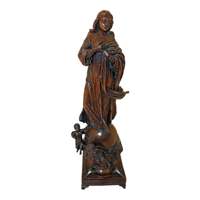 Mid-19th Century Carving of the Assumption of Mary | Chairish