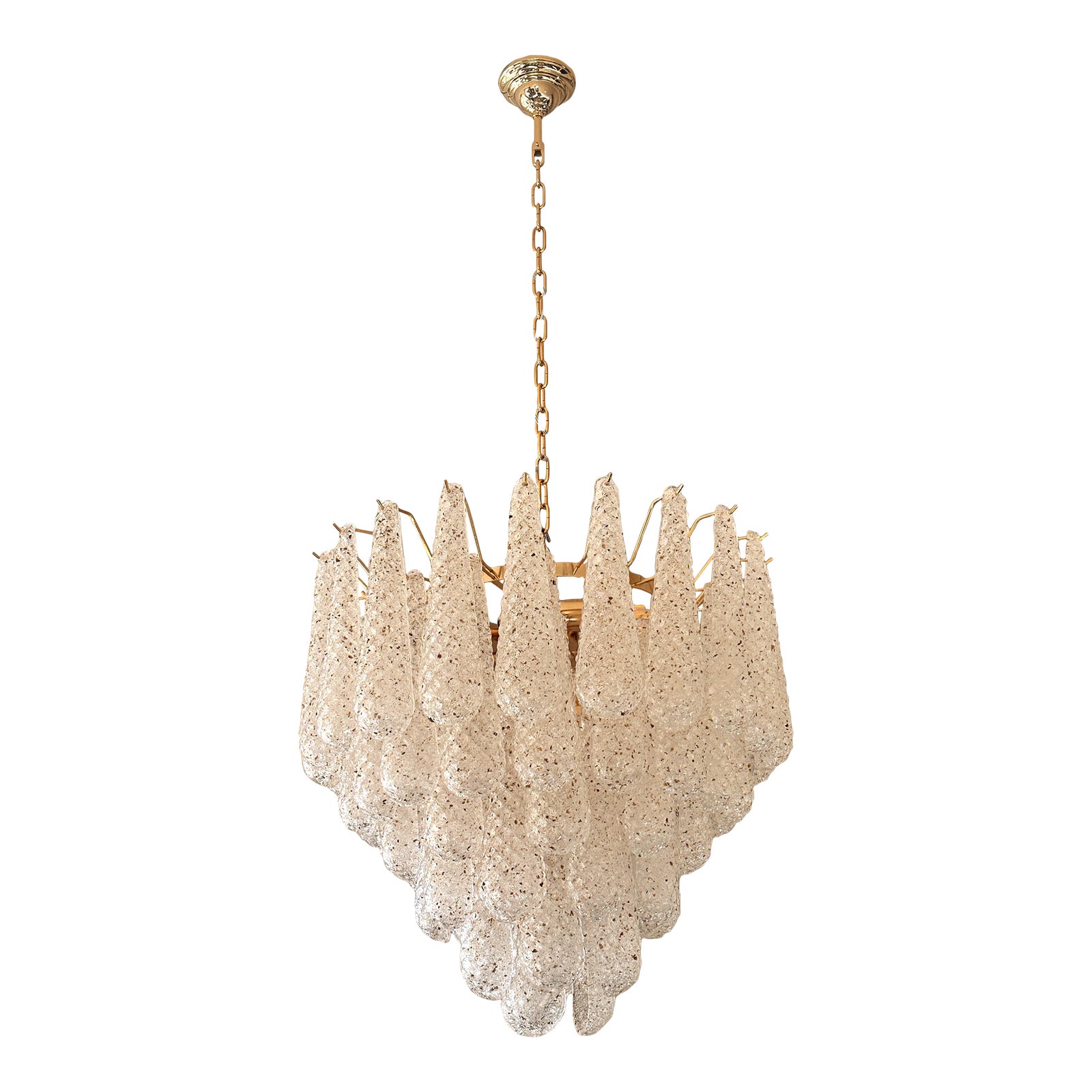 Mid Century Modern “Conchiglie” Murano Glass Gold Chandelier | Chairish