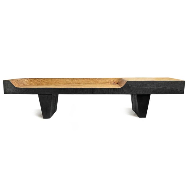 Black & Tan Dono Modern Slab Bench | Chairish