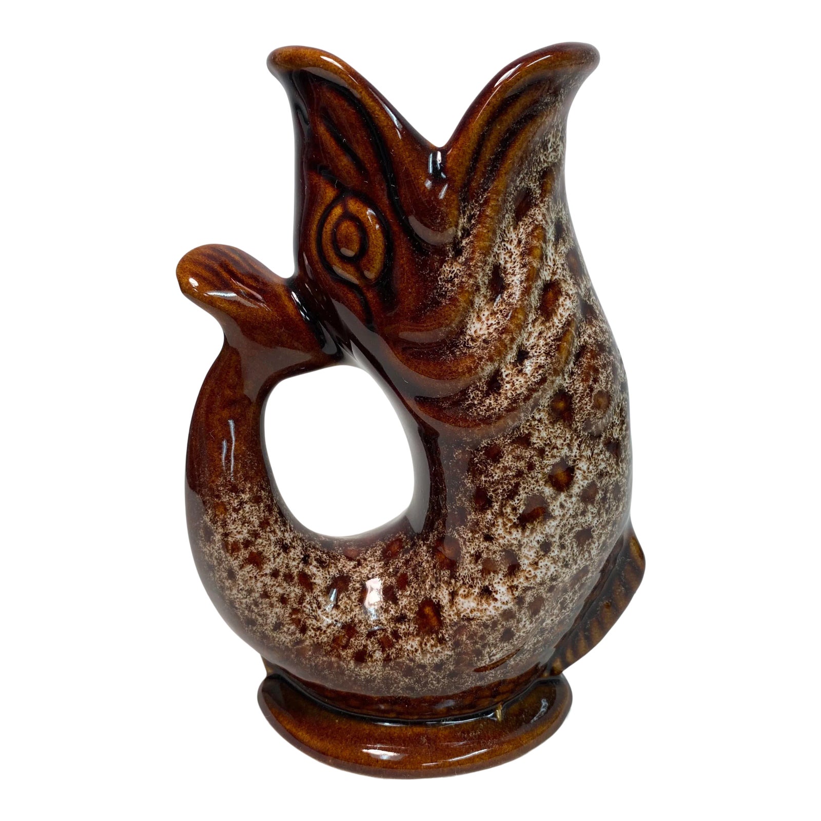 Vintage Brown Fish Glug / Gurgling Jug Made by Fosters Studio Pottery ...