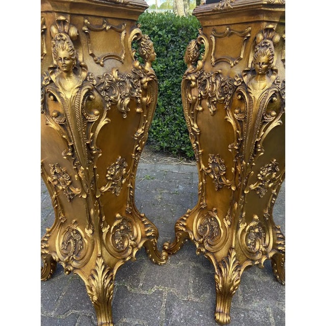 Pair of Late 20th Century Italian Baroque Rococo Style Gold Pedestals ...