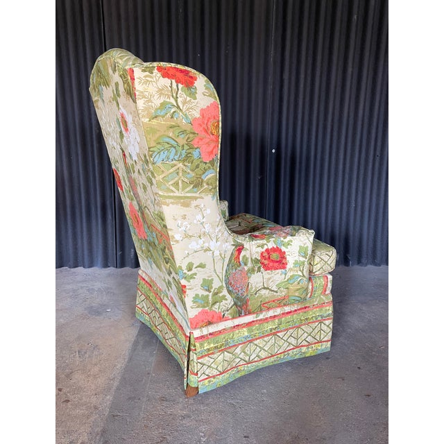1980s Ethan Allen Bird of Paradise Floral Wingback Chair | Chairish