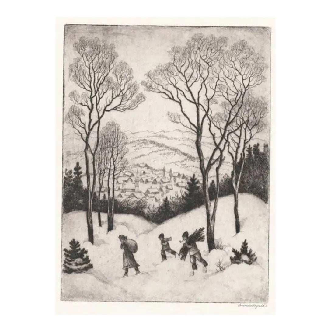 1920s Conrad Gyula Snow Etching | Chairish