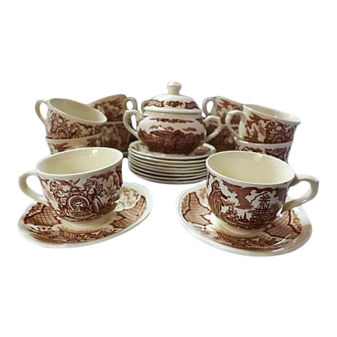Vintage Staffordshire England " Fair Winds" Tea Set 25 Pieces | Chairish