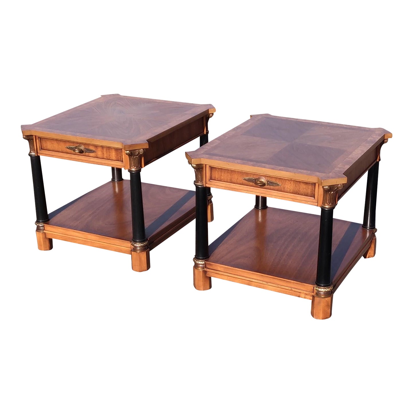 J. L. Metz Mid 20th Century Traditional Square Mahogany End Tables - a ...
