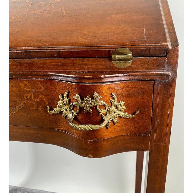 Antique English Edwardian Mahogany Inlaid Secretary Slant Front Desk ...