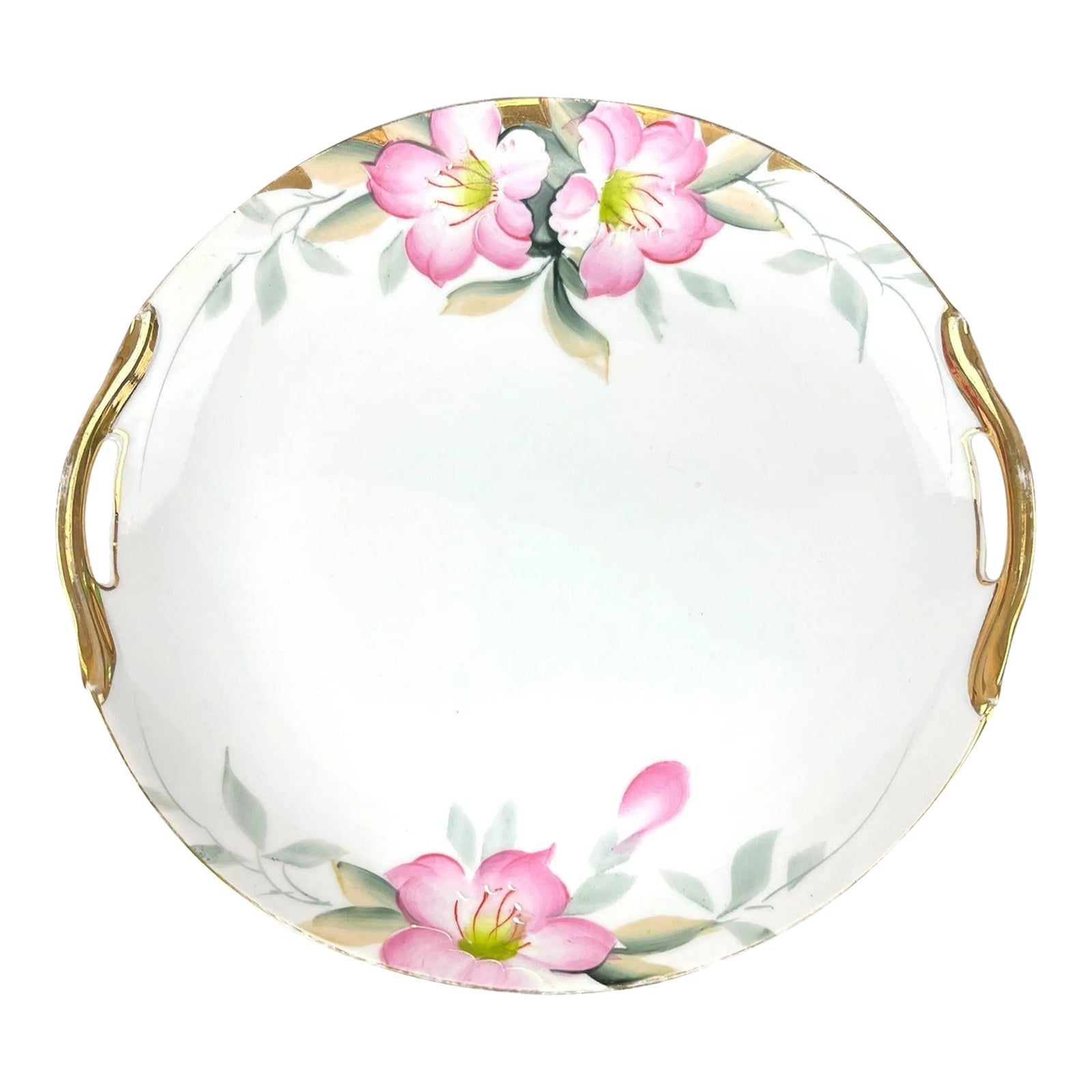 Noritake 1910 Azalea Handled Hand Painted Cake Plate Floral & Gold Trim ...