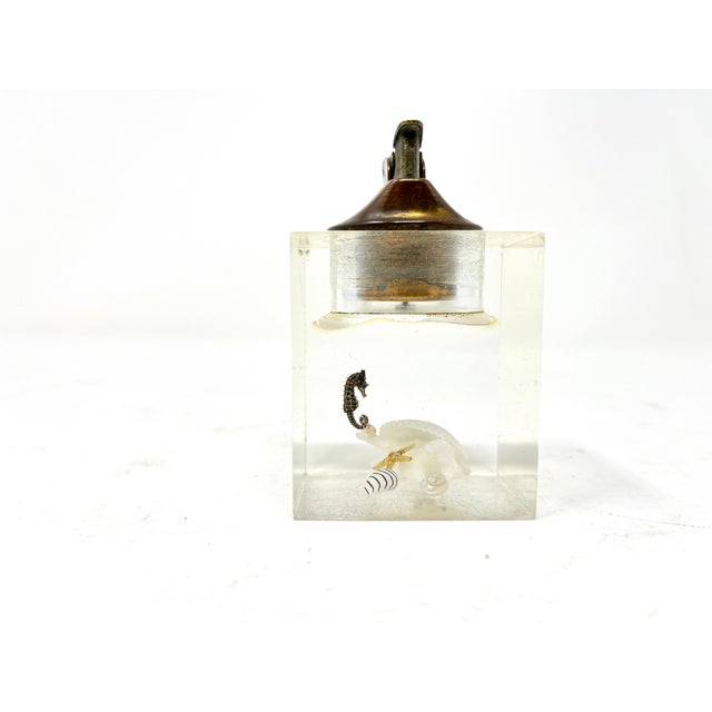 Mid-Century Modern Lighter in Cuboid Lucite Base | Chairish