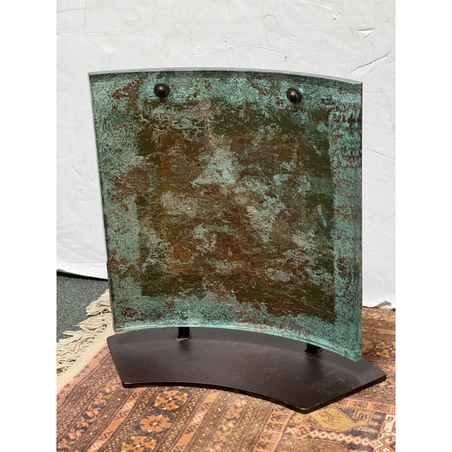Modern Organic Art Glass + Bronze Stand | Chairish