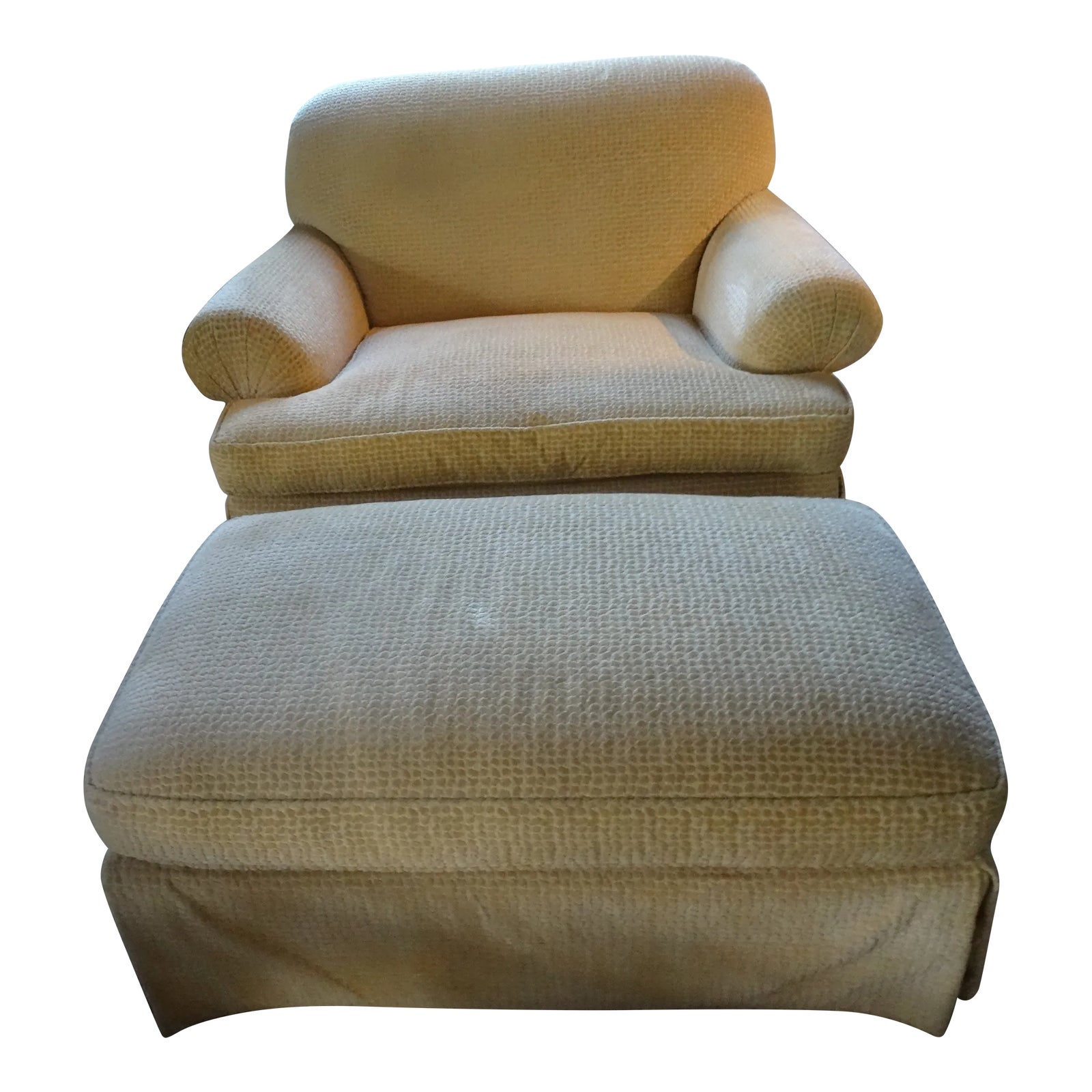 Custom Oversized Club Chair With Matching Ottoman - Set of 2 | Chairish
