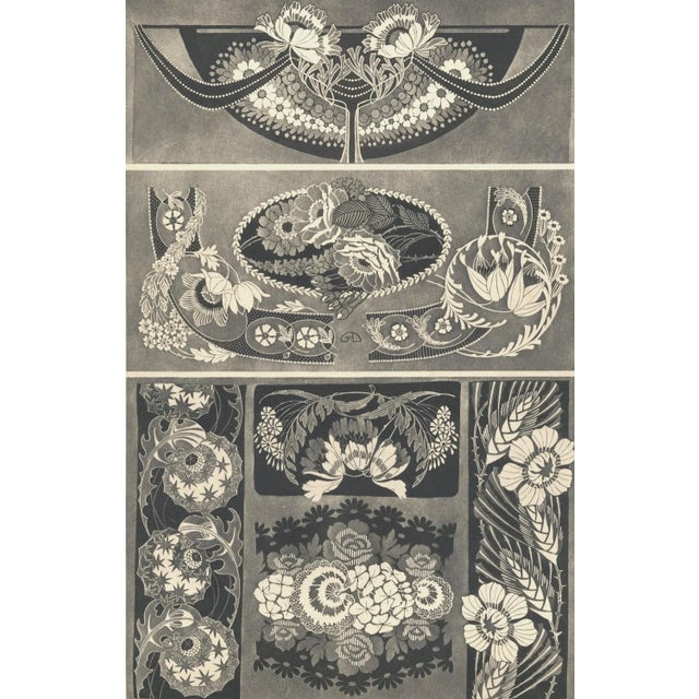 C1900 Large Antique Art Nouveau Decoration Floral Lithograph | Chairish