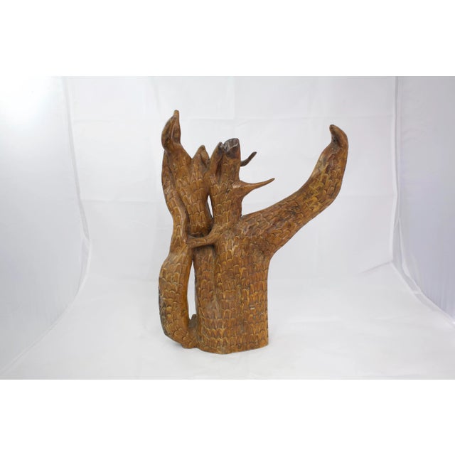 Vintage Carved Wooden Tree Sculpture | Chairish