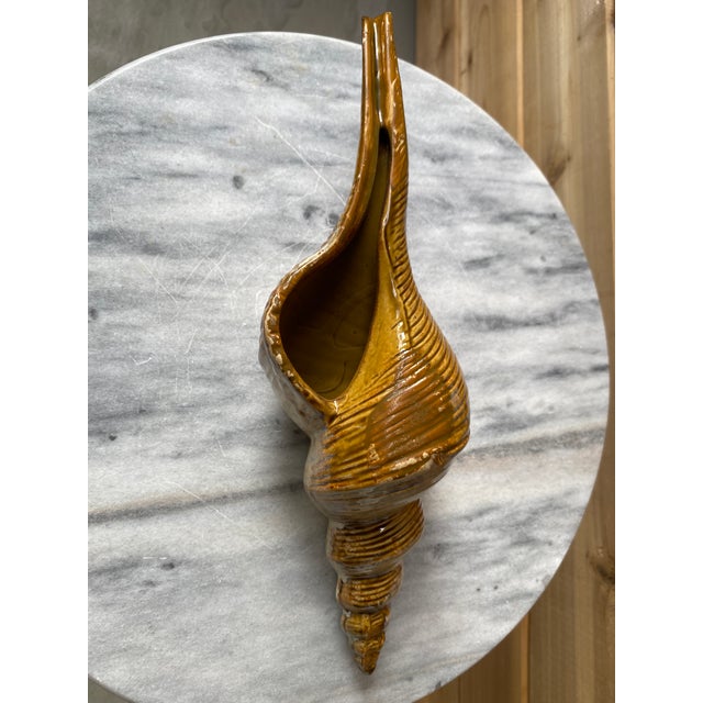 Ceramic Drip Glaze Conch Sea Shell Pottery | Chairish