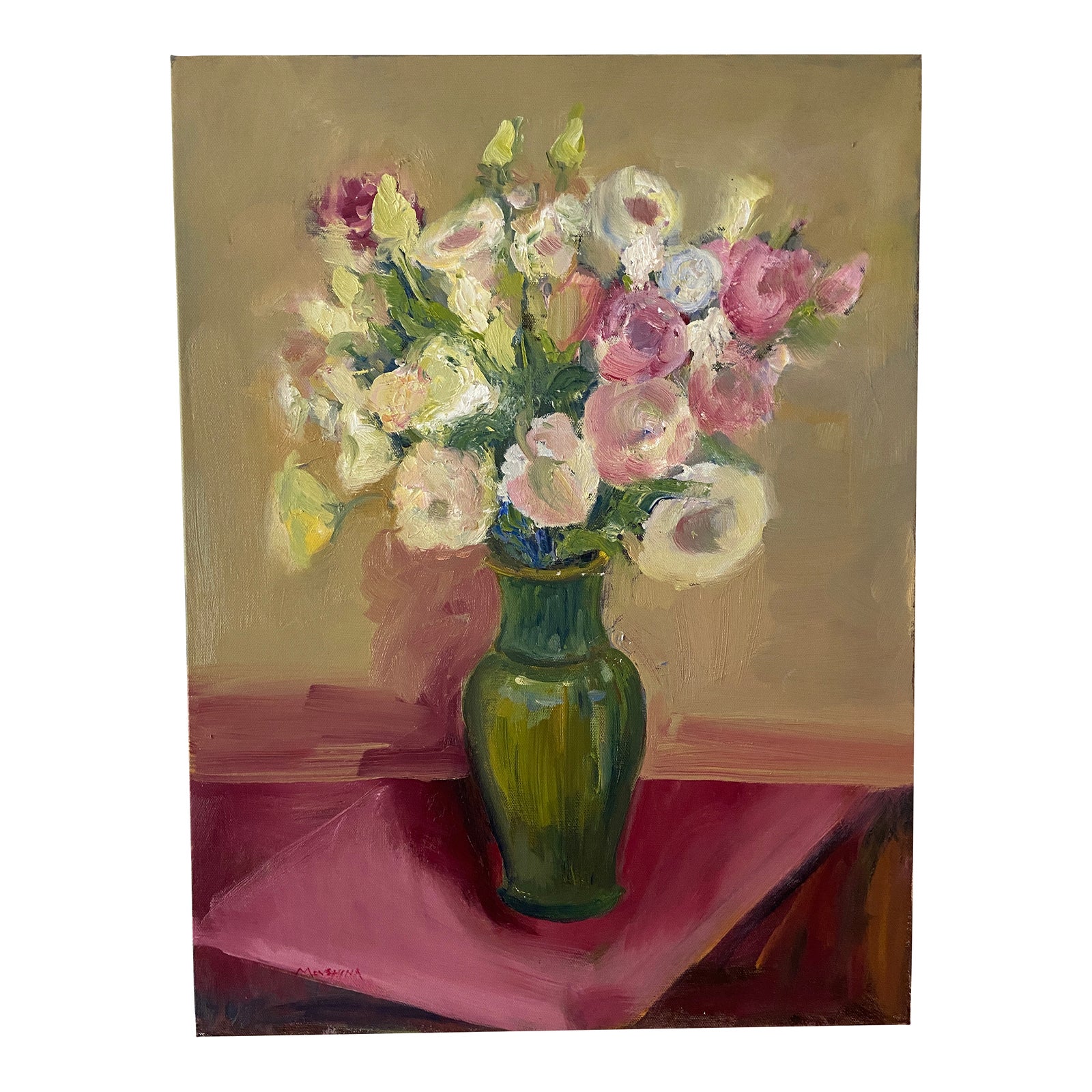 Original Flower Still Life Oil Painting by Marina Movshina | Chairish
