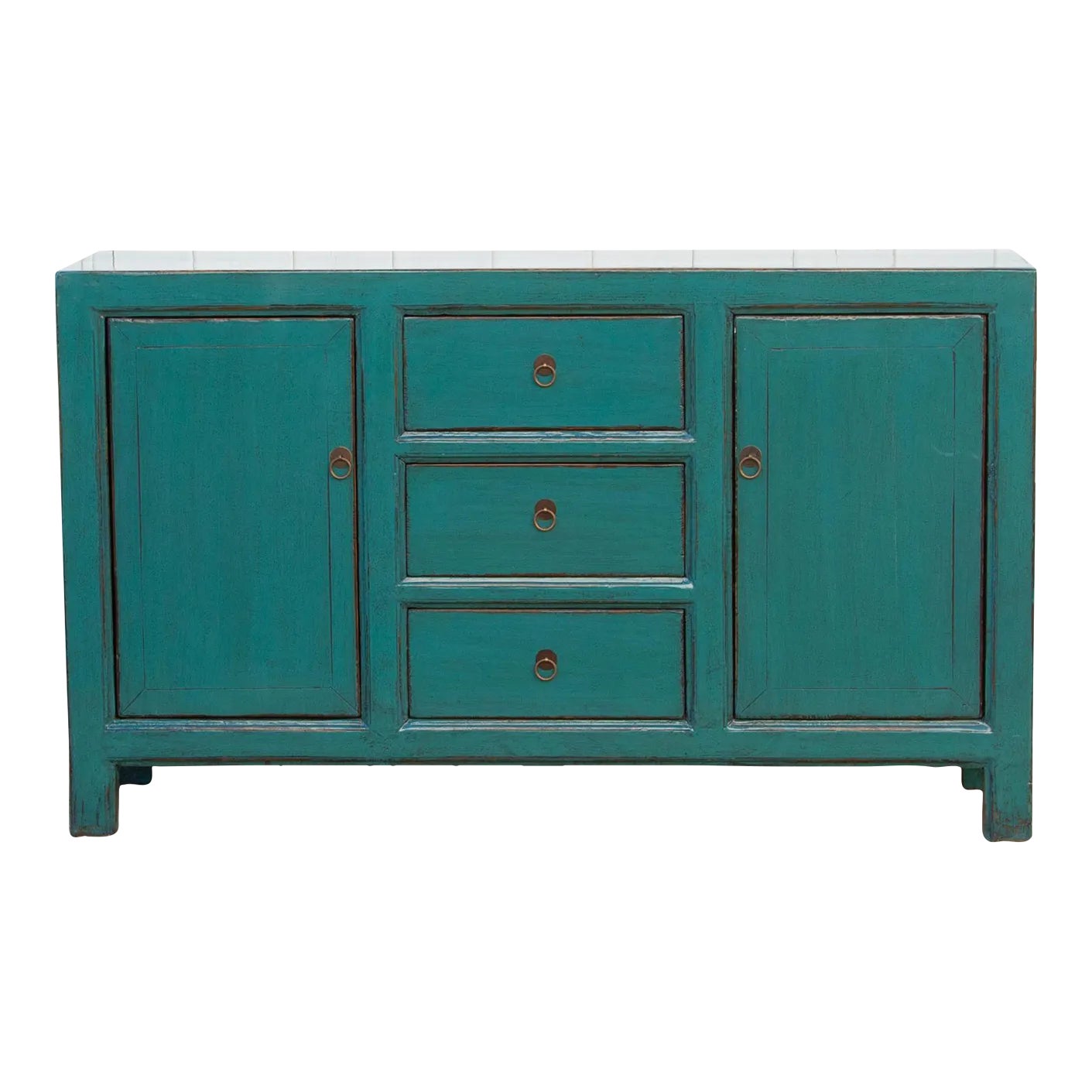 Asian Arabian Green Sideboard Buffet | Chairish