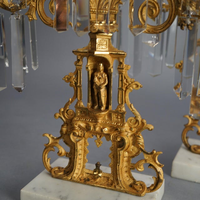 Antique Ivanhoe Girandole, Gothic Revival Gilt Bronze Figural ...