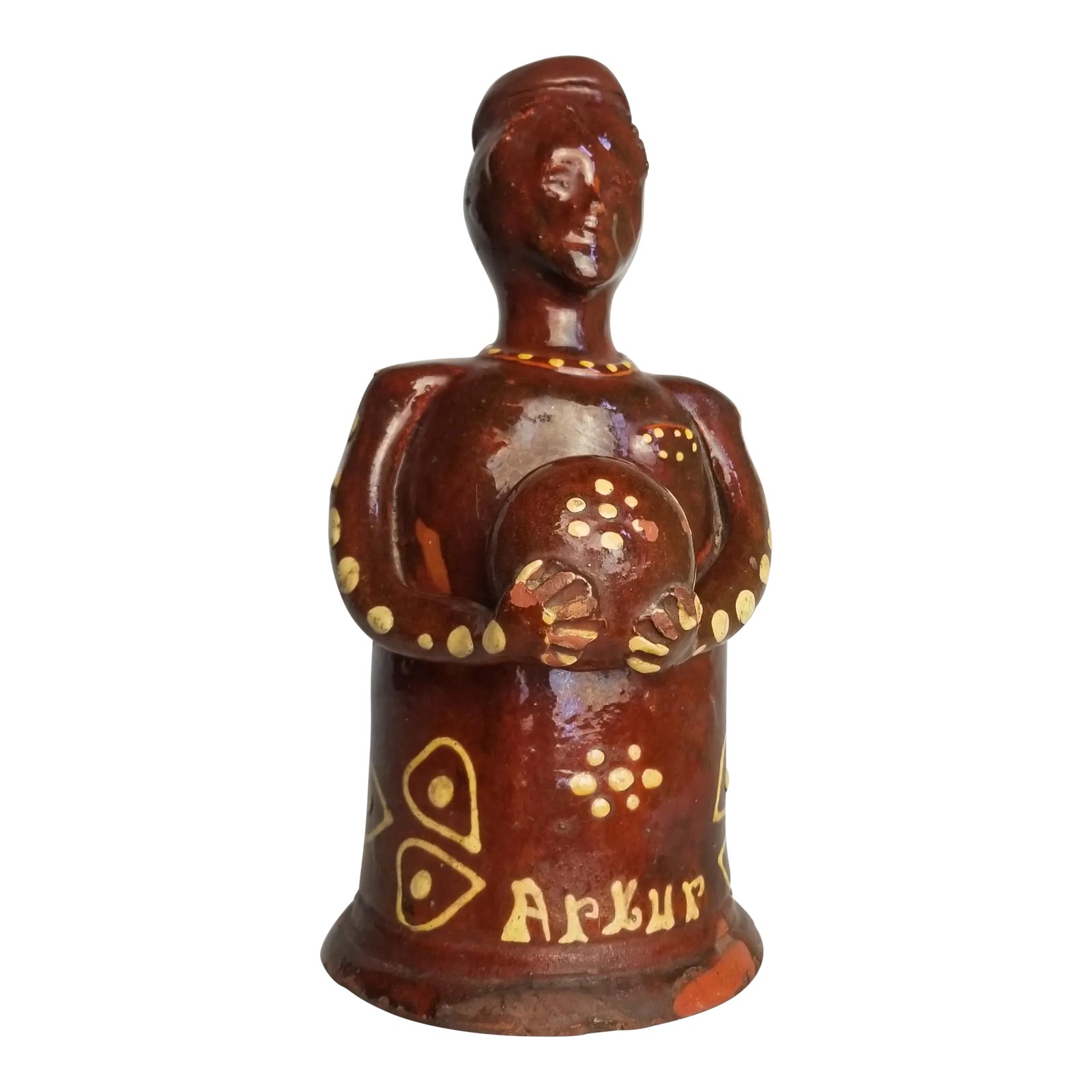 18th Century Slipware Figure Jug "Arthur" | Chairish