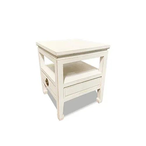 1980s Asian White Lacquer Nightstand | Chairish