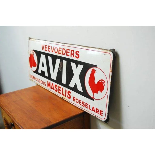 Antique Dutch Metal Farm Animal Feed Sign | Chairish