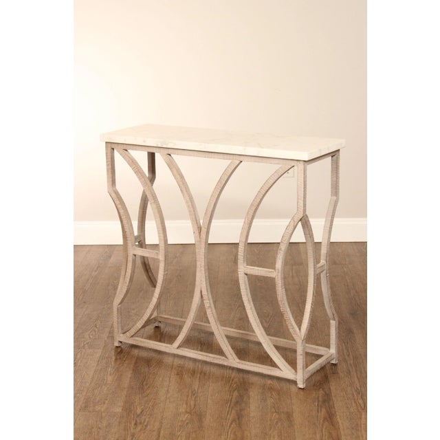 Early 21st Century Gabby Furniture 'Helen' Cerused Oak Marble Top Narrow Console Table | Chairish