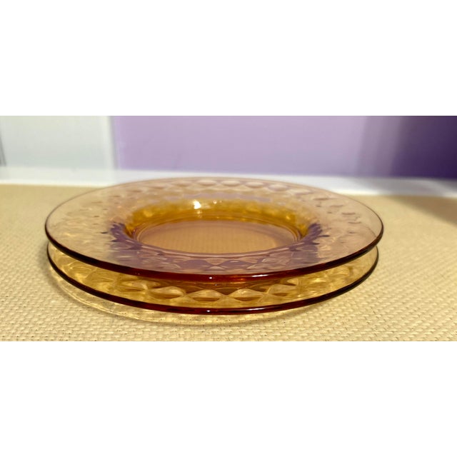 Mid Century Modern Amber Glass Plates - Set of 10 | Chairish