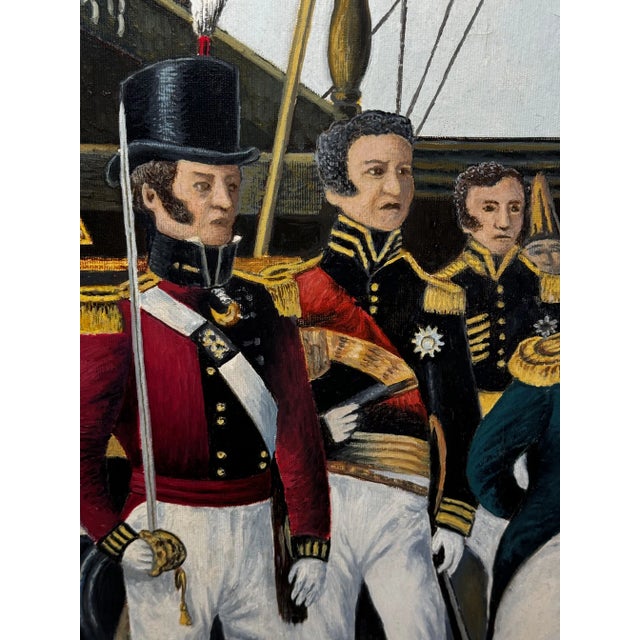 Large Military Oil Painting Napoleon Bonaparte Inspecting Royal Marines ...