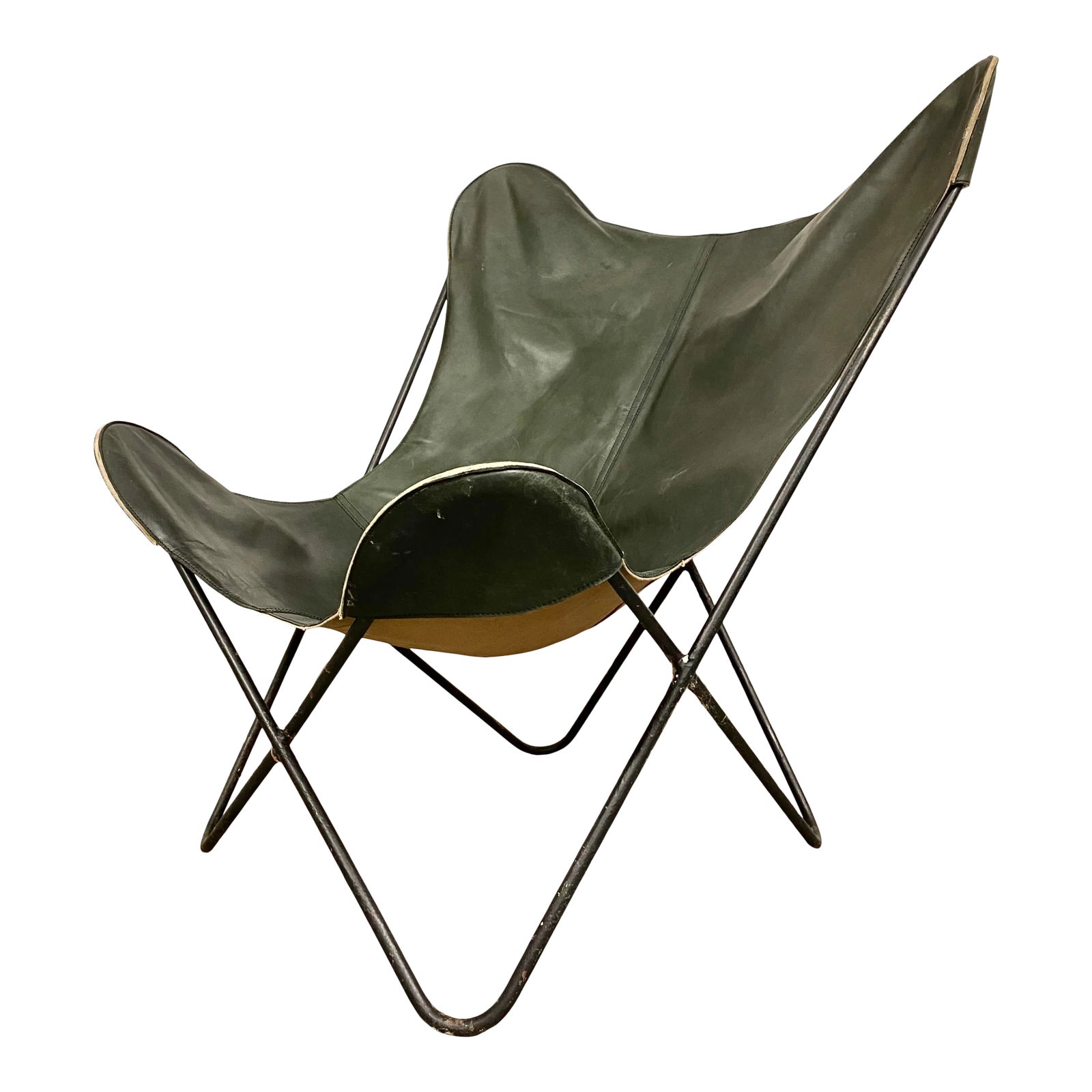 Midcentury Modern Hardoy Butterfly Chair With Leather Sling | Chairish