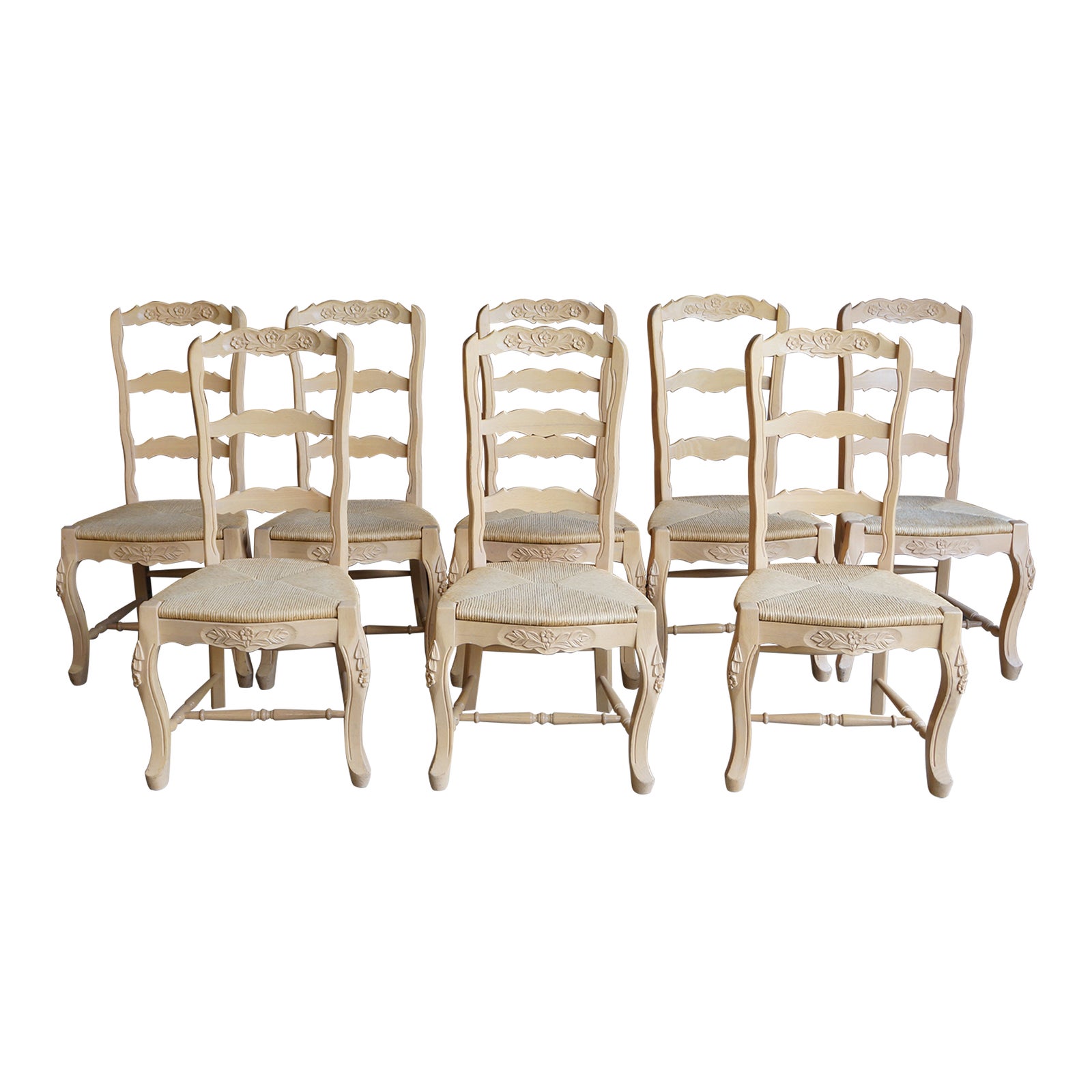 Country French Ladderback Dining Chairs | Chairish
