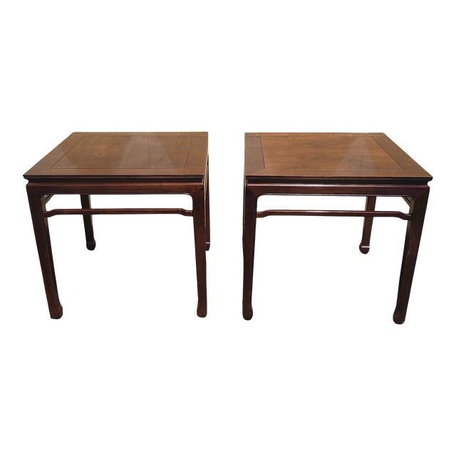 Pair Mid Century Henredon Ming Style Walnut Side Tables | Chairish