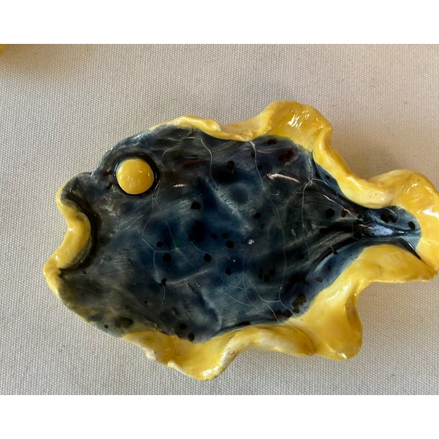 Late 20th Century Handmade Glazed Fish Stoneware Pottery Dishes, Set of ...