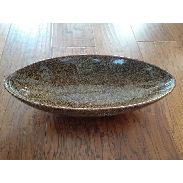 1970s Signature Home Art Studio Glazed Pottery Boat Shape Bowl | Chairish