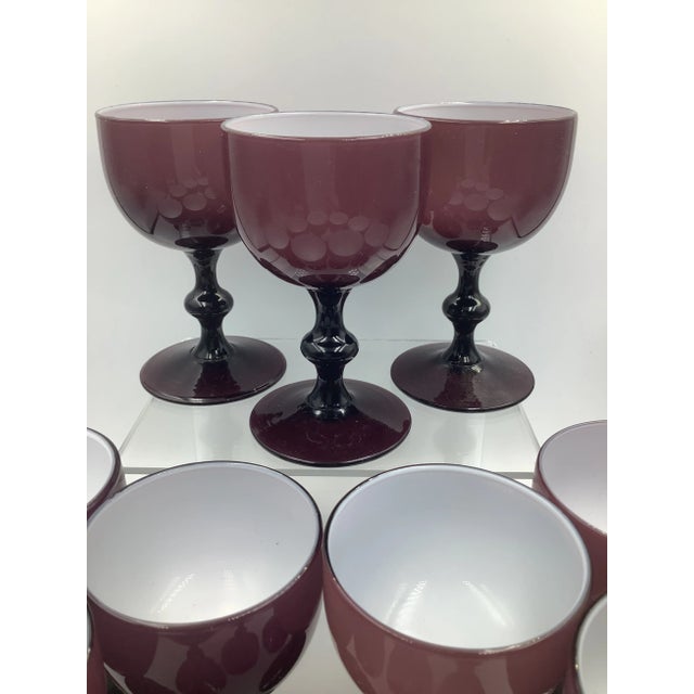 Vintage Carlo Moretti Italy Amethyst Purple White Cased Glass Cordial