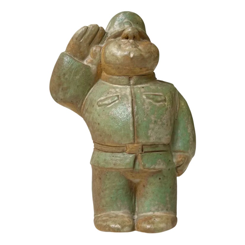 Vintage Scandinavian The Fat Soldier Glazed Stoneware Figurine, 1980s ...