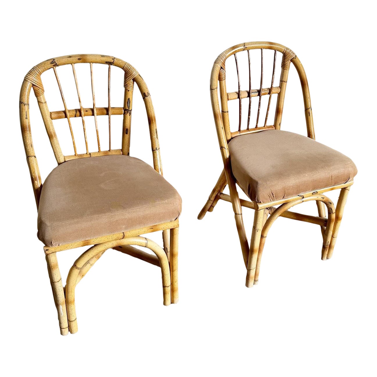 Boho Chic Bamboo Dining Chairs - a Pair | Chairish