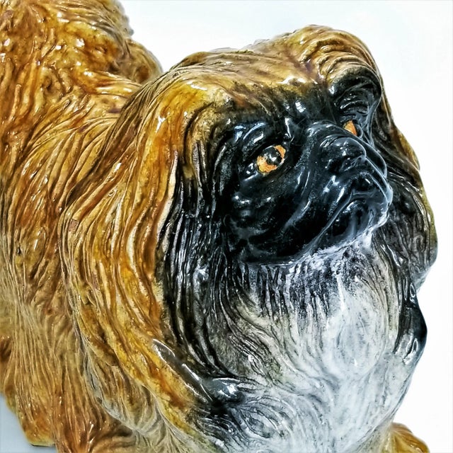 1960s Vintage Italian Ceramic Pekingese Dog Floor Sculpture - Signed ...